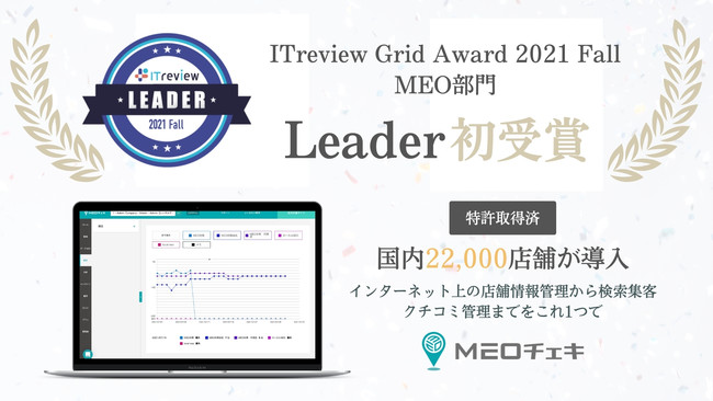 MEOチェキが「ITreview Grid Award 2021 Fall」のMEO部門において「Leader」を初受賞 by 株式会社トライハッチ